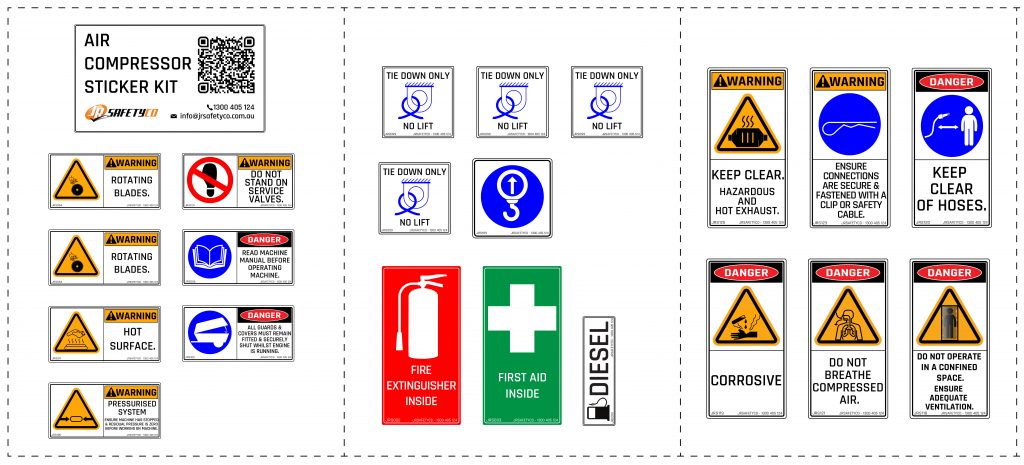 Air Compressor Sticker Kit | JR Safety Co